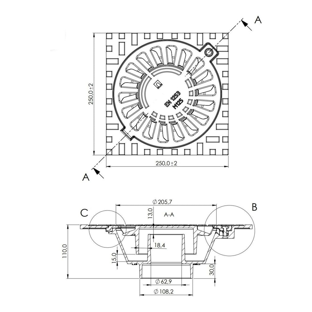 Hofablauf 200-400mm PKW Siphon Guss Bodenablauf Kellerablauf Regenabla – Heimbedarf Discount